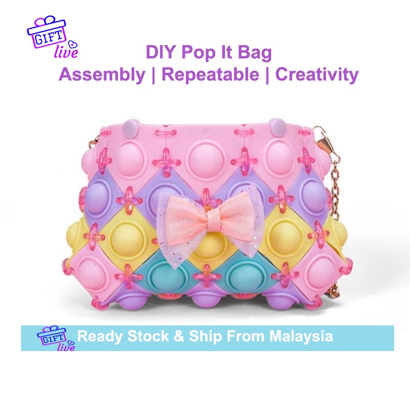 DIY Pop it Popping Purse Bag Fidget Toys Simple Dimple Puzzle Anti ...