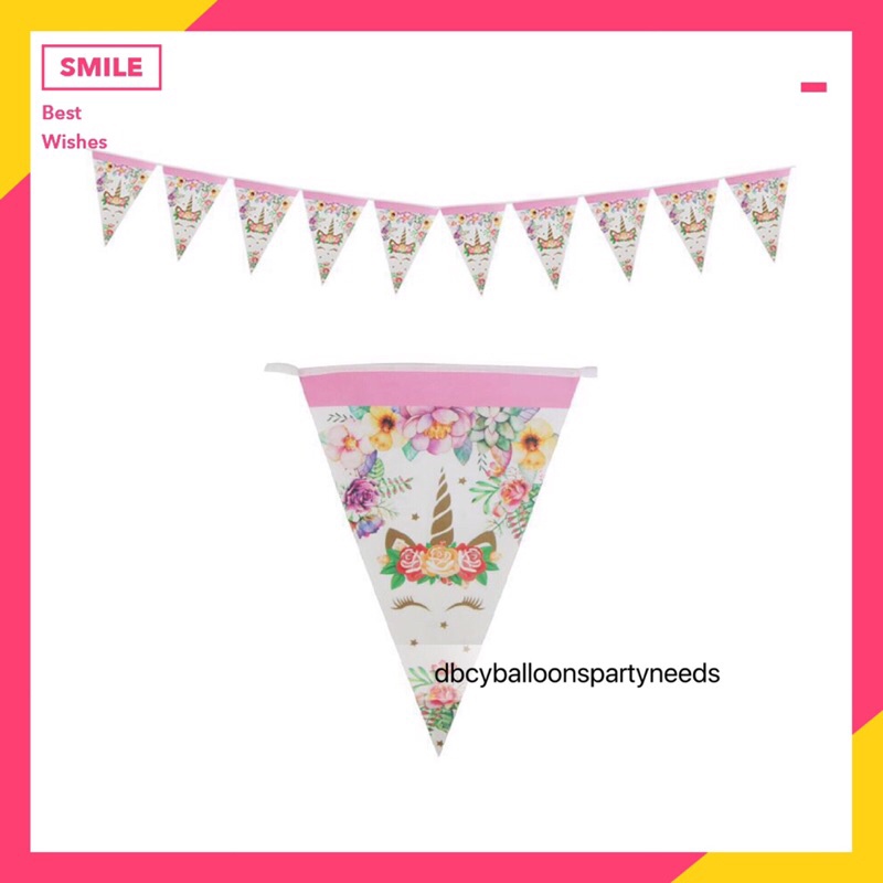 Unicorn Banderitas/Flag birthday partyneeds decorations balloon supply ...