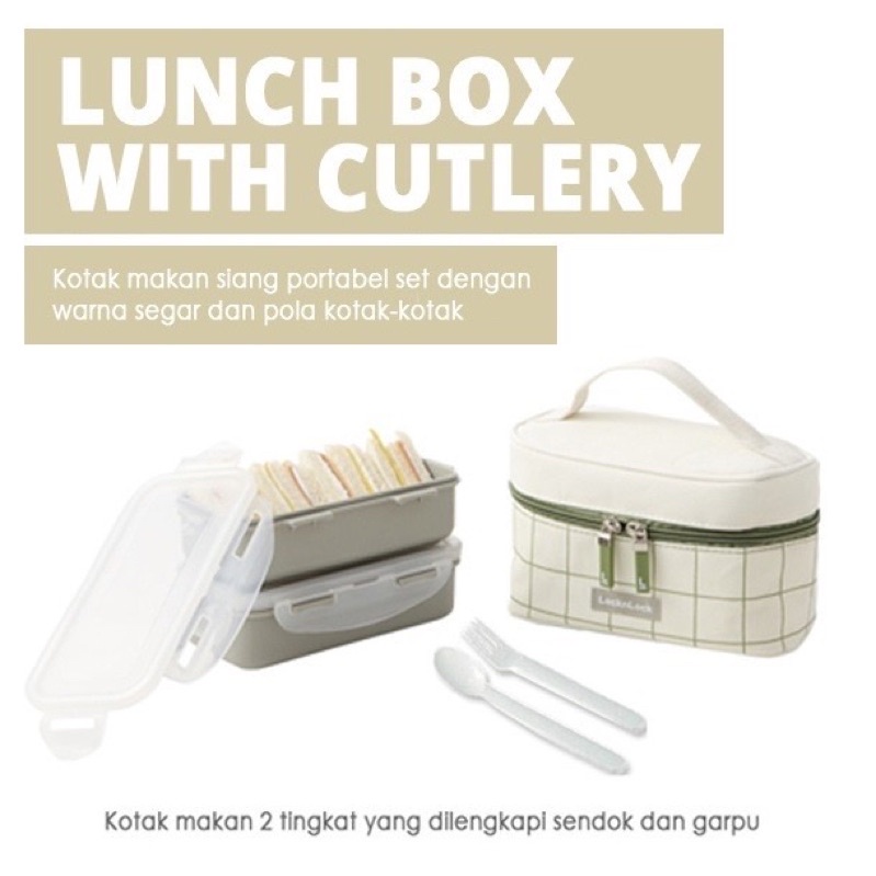 Lock n Lock lunch Box 2 Pcs with Bag & Spoon Fork Set Aesthetic lunch ...
