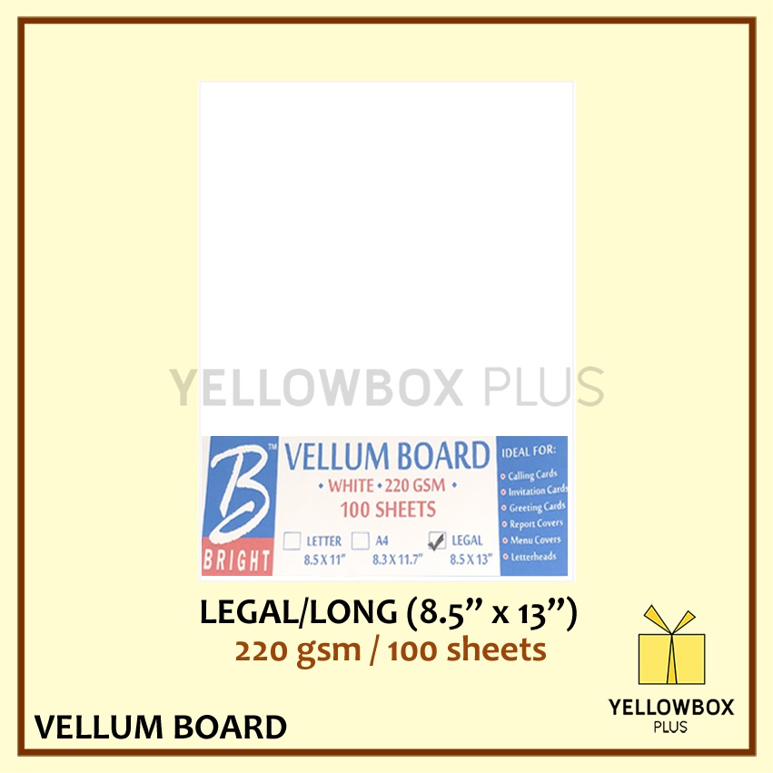 100pcs White Vellum Board Paper A4 letter Long Legal size 180 gsm 220 ...