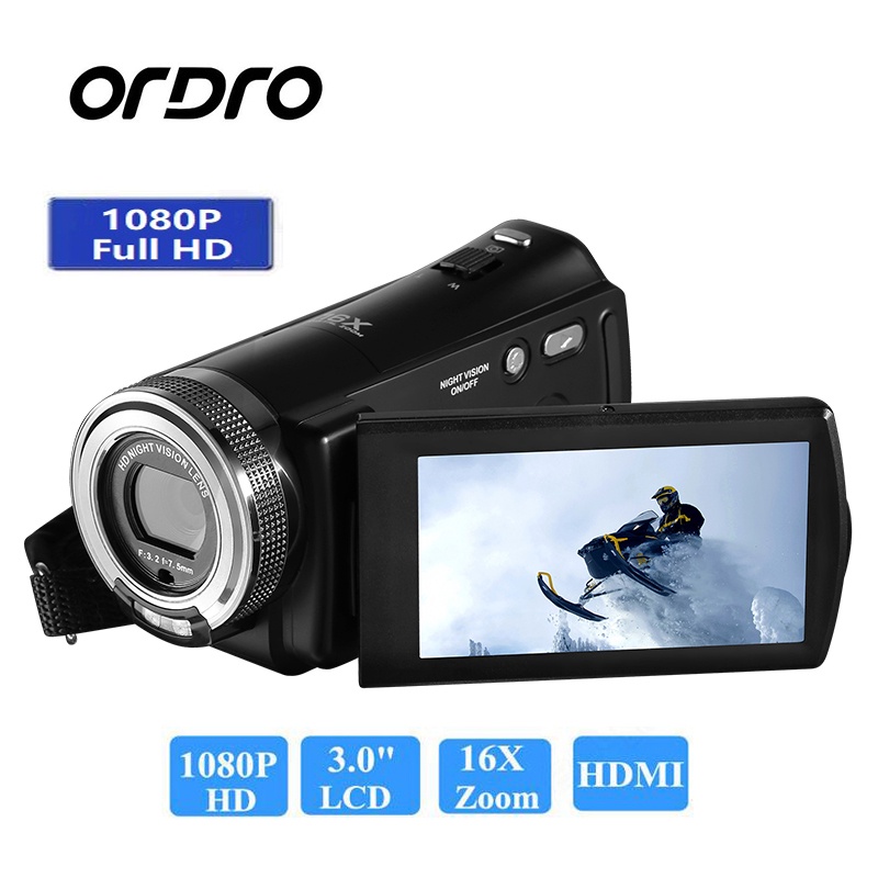 Ordro V12 FHD 1080P 3 inch Touch Sceen 20MP 16X Zoom DV Camera Digital ...
