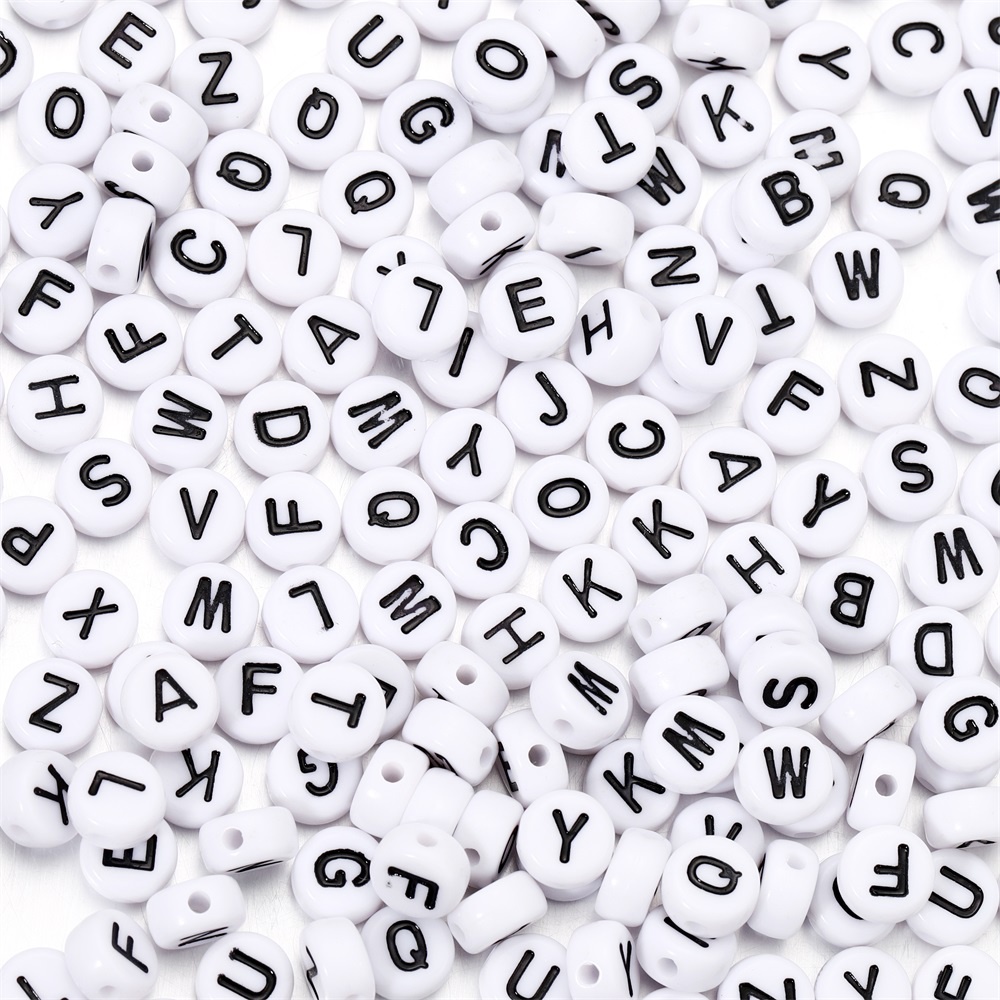 St.Kunkka 100 Pcs 4*7mm 26 A-Z letter mixed black and white letter ...