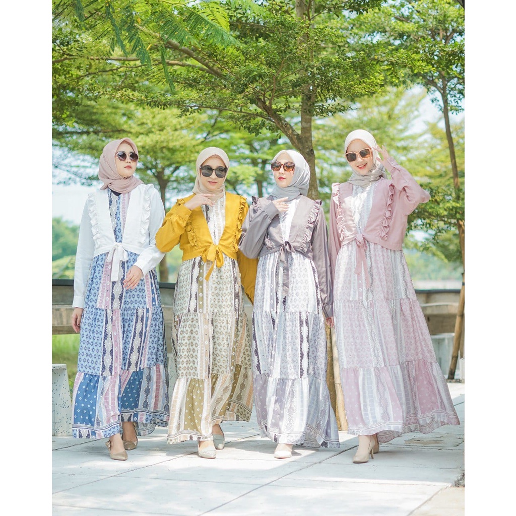 PUTIH Robe Adisti Maxi Motif Maxmara Lux Mix Armani Import Dusty White ...