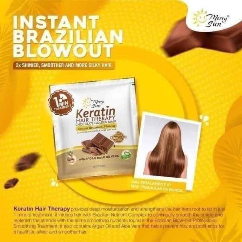 MerrSun Choco Keratin Golden mask Sachet | Shopee Philippines