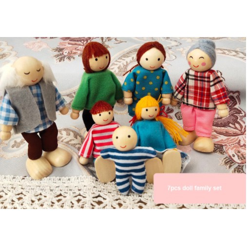 Wooden dollhouse happy doll family miniature 6 people set Pretend Toys ... Wooden dollhouse happy doll family miniature 6 people set Pretend Toys ...