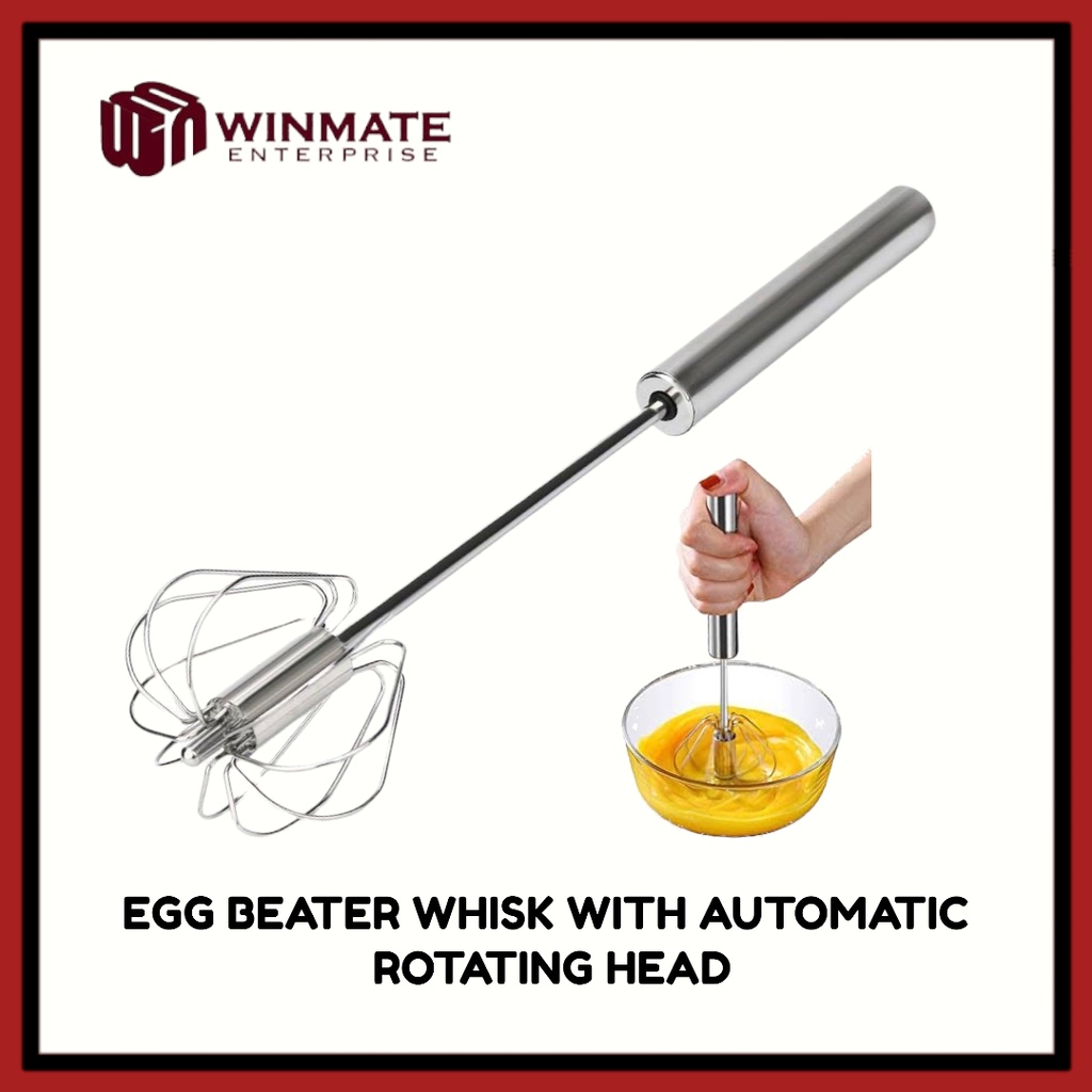 Stainless Steel Egg Beater Whisk with Rotate Hand Push Tool | Shopee ...