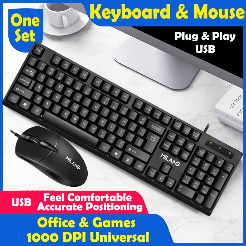 COD Wired Keyboard and Mouse Combo USB Silent Office Typing Desktop ...