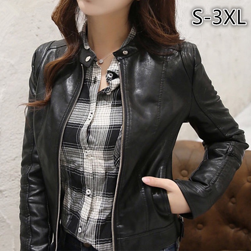 Casual Jacket Windbreaker Zipper Waterproof Leather Jacket | Shopee ...