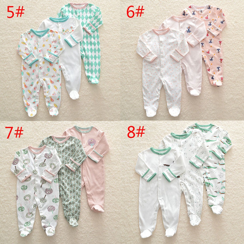 3pcs/set Baby Boys Rompers Footies Newborn 100% Cotton Girls Jumpsuits ...
