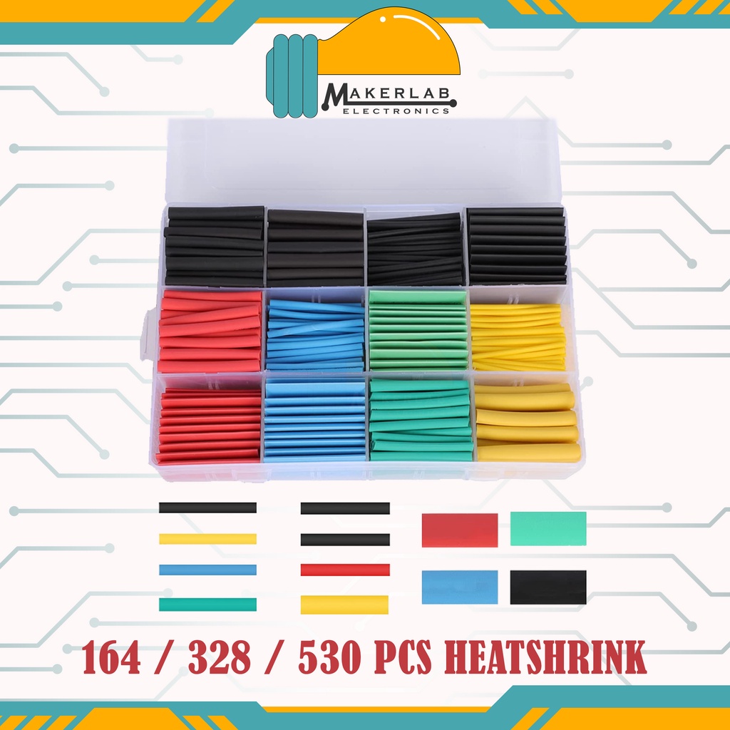 164 / 328 / 530 pcs Polyolefin Heat Shrink Tube Wrap HeatShrink Tubing kit 2:1 Electric ...