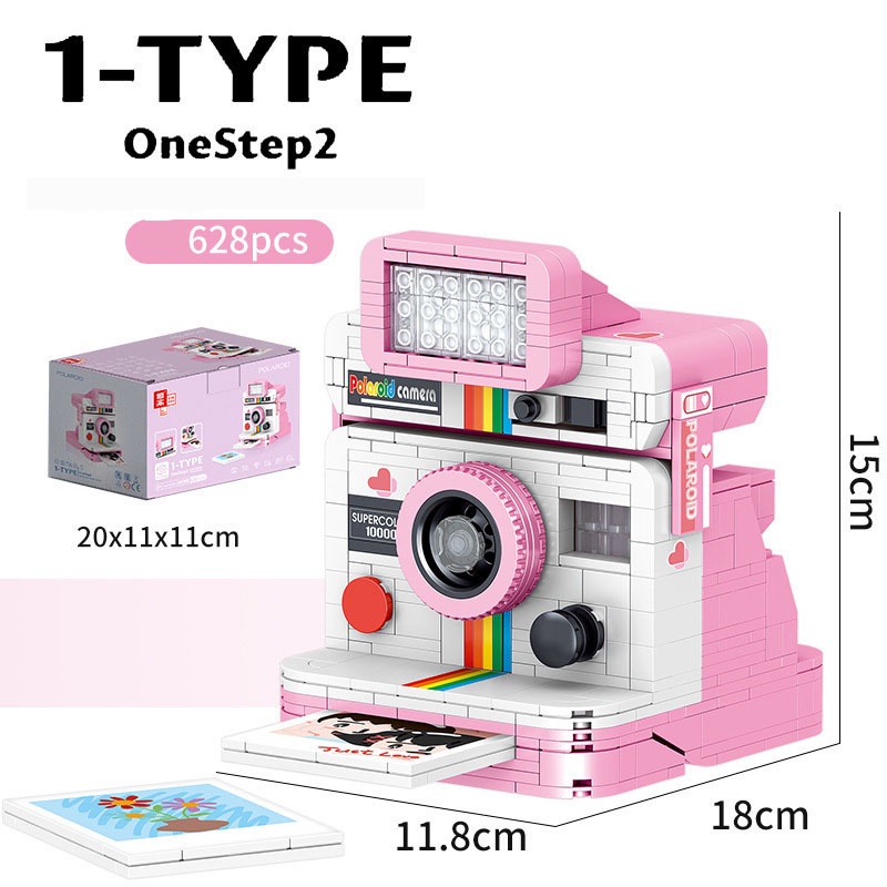 retro camera Polaroid creative model puzzle assembling building blocks ...