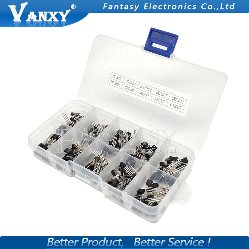 10value 200PCS BC337 BC327 2N2222 2N2907 2N3904 2N3906 S8050 S8550 A1015 C1815 Transistor ...