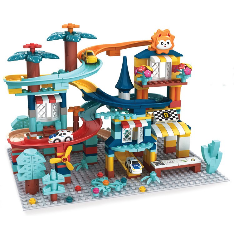 [TSJ] Toy CAR RAIL Slide Stacking Blocks/THEME PARK RUNNING CAR ...