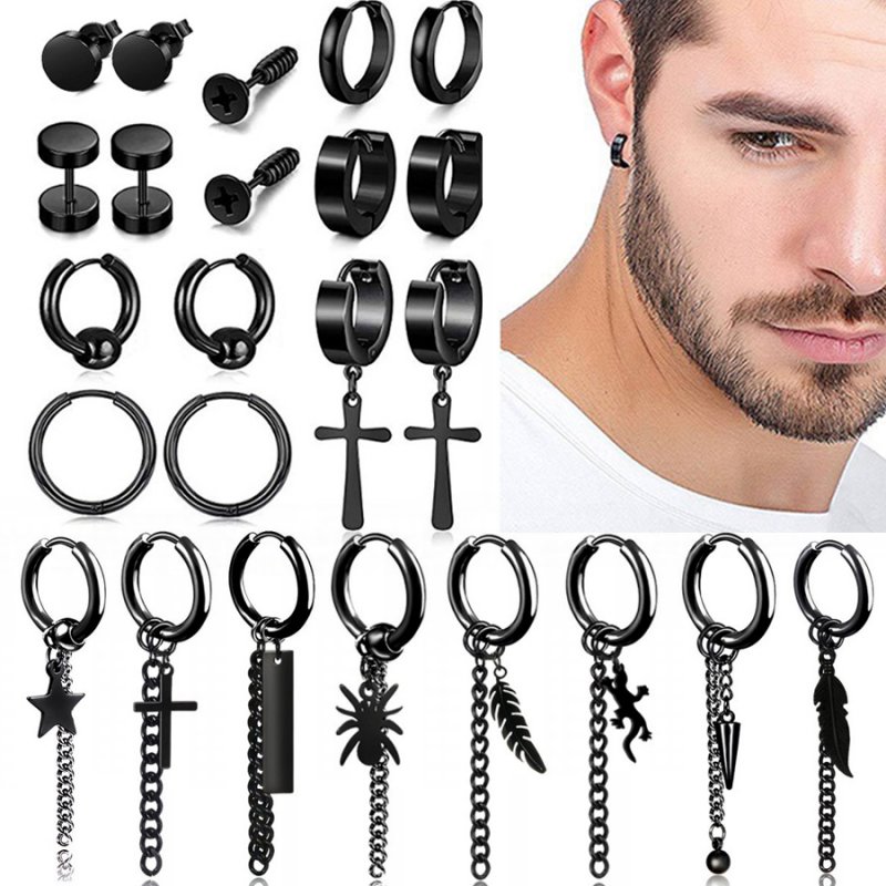 1pc Cross Ear Clips Punk Earrings Men Women Boys Stainless Steel Ear ...