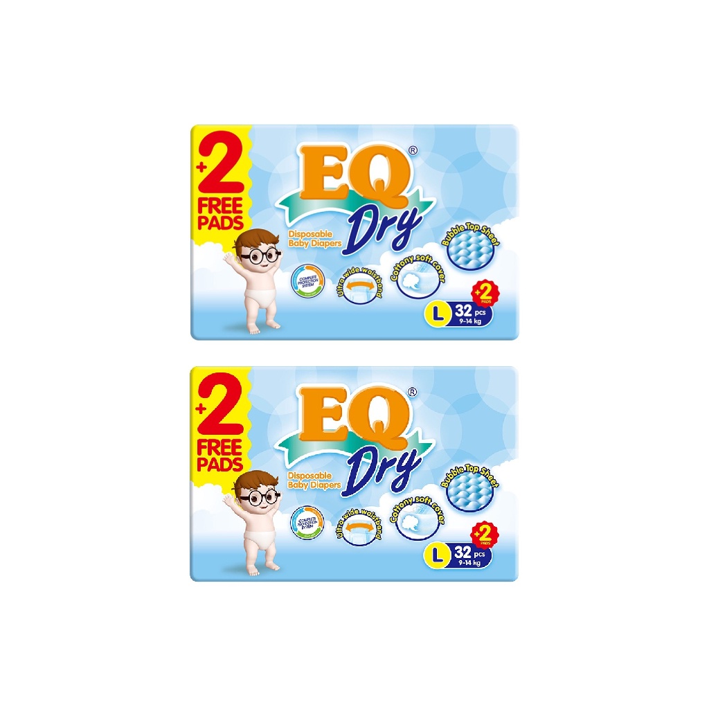 EQ Dry Econo Pack Large 34's Tape Baby Diapers Pack of 2 | Shopee ...