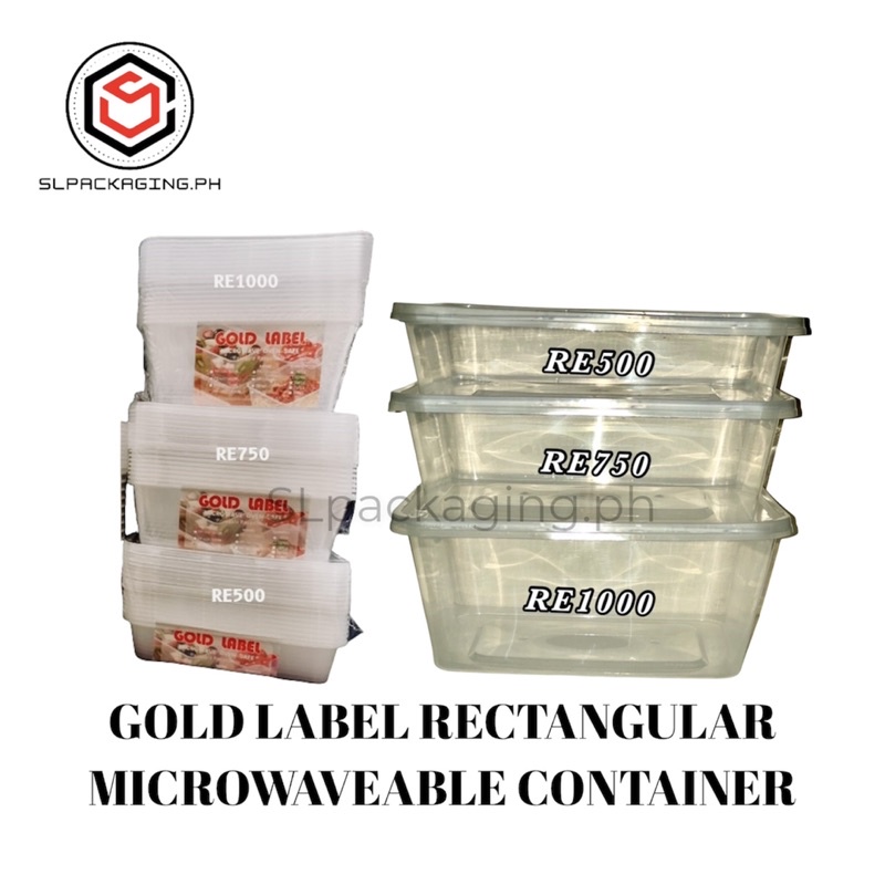 10 Pcs - Gold Label Rectangular Microwaveable Container | Shopee ...