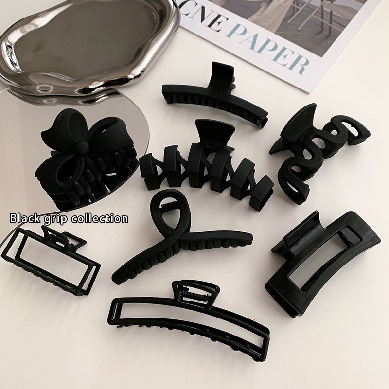 Vintage Velvet Simple Black Back Head Barrettes Temperament Updo Hair ...