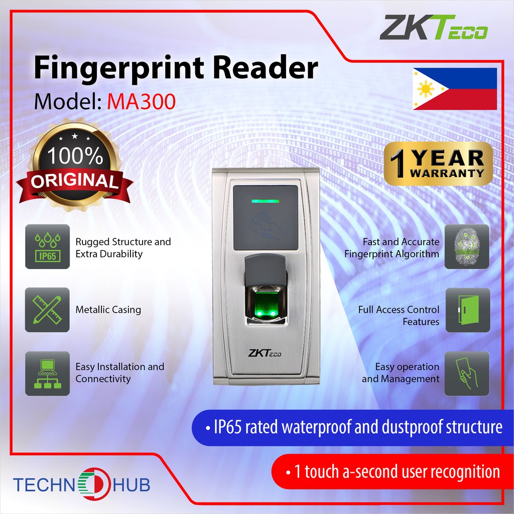 ZKTECO Fingerprint Reader Biometrics MA300 12V / 73×148×34.5 | Shopee Philippines