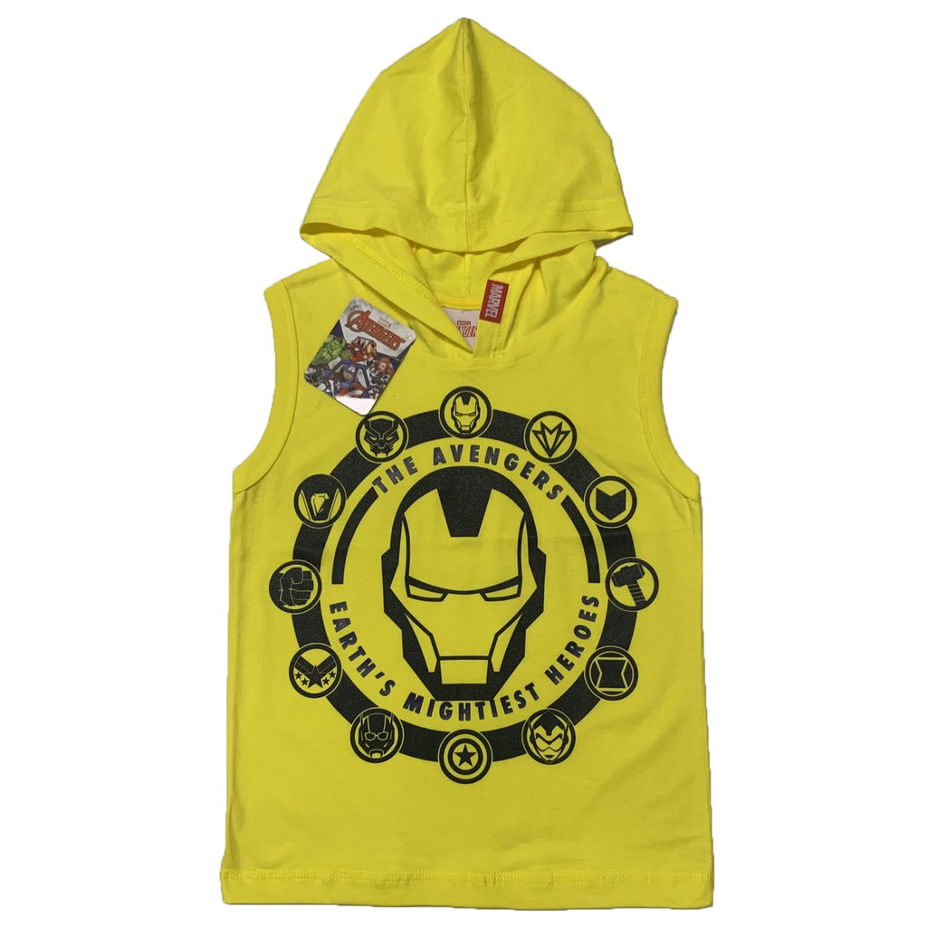 Disney Marvel Avengers Iron Man Heroes Logo Boys Kids Muscle Shirt With ...