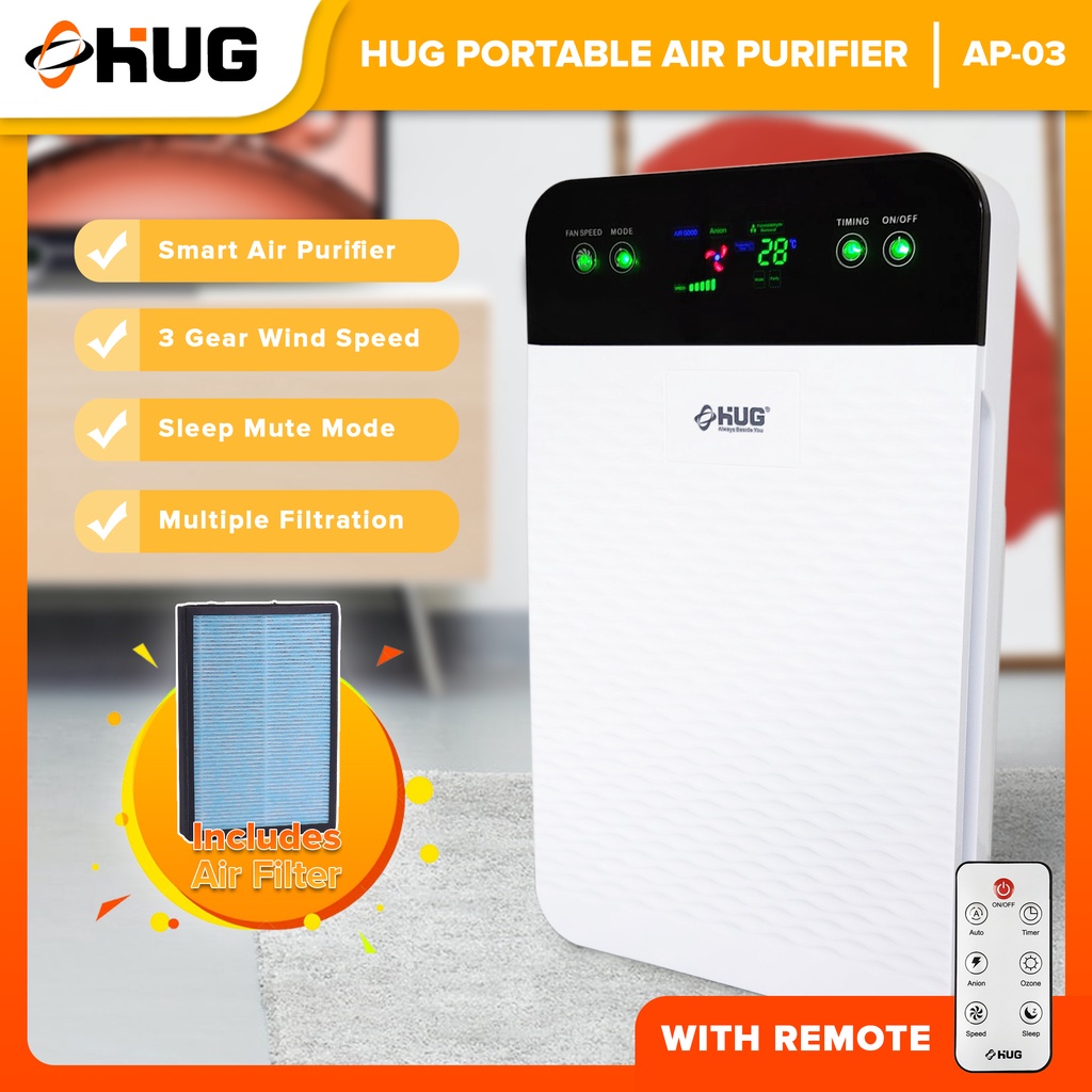 Hug Portable Smart Antibacterial Anti-Odor Anti-Allergy Hepa Disinfect ...