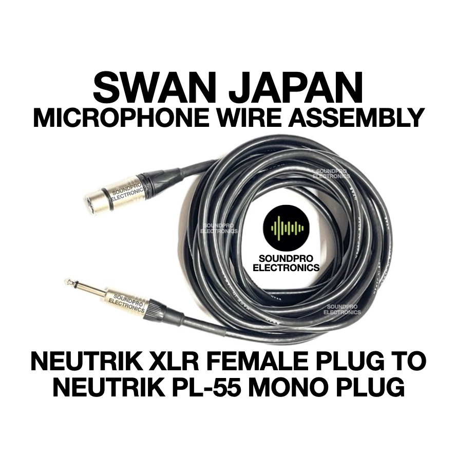 SWAN JAPAN MIC WIRE ASSEMBLY:Neutrik XLR Female Plug to Neutrik PL55 ...
