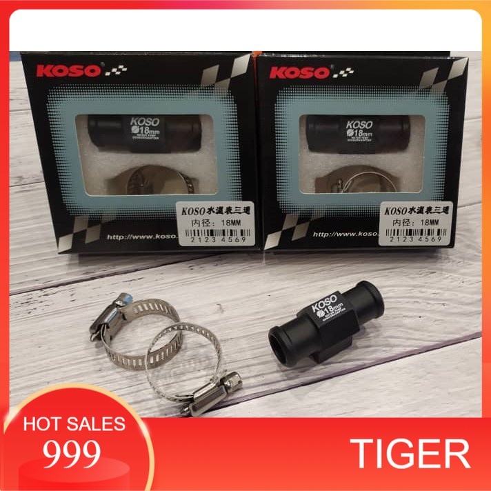 Koso Water Temperature Sensor Meter Adaptor With 2 Hose Clip 18mm ...