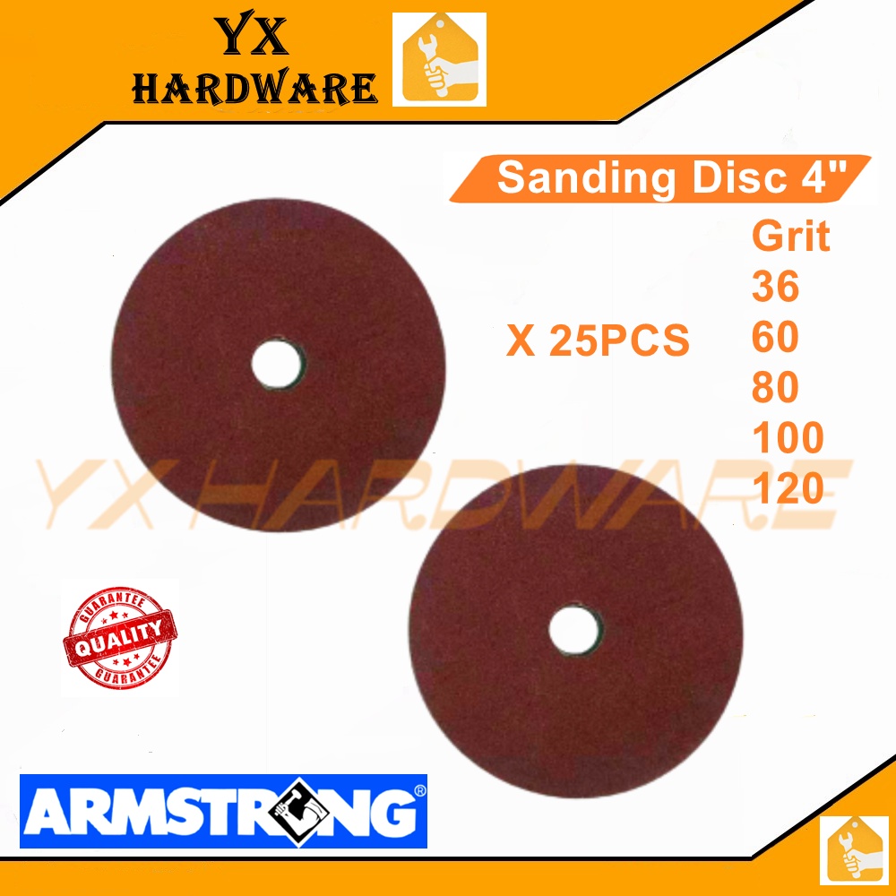 Armstrong Sanding Disc 4" Sander Fiber Disc Grinding Wheel Grit Paper ...