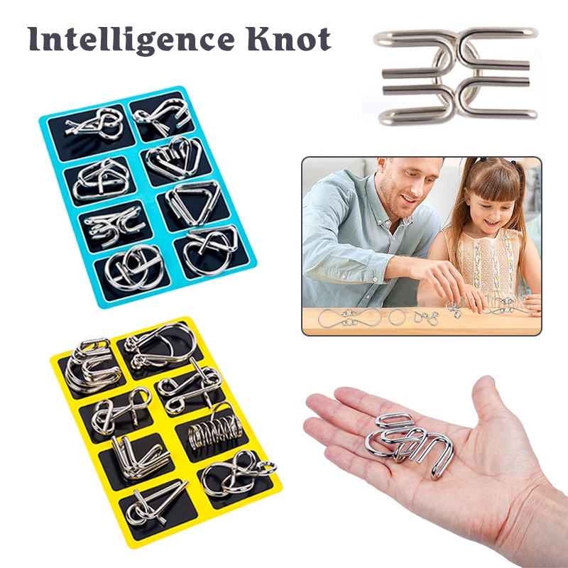 Metal Wire Puzzle Set Brain Teaser IQ Test Metal Puzzle Toys for Favor ...
