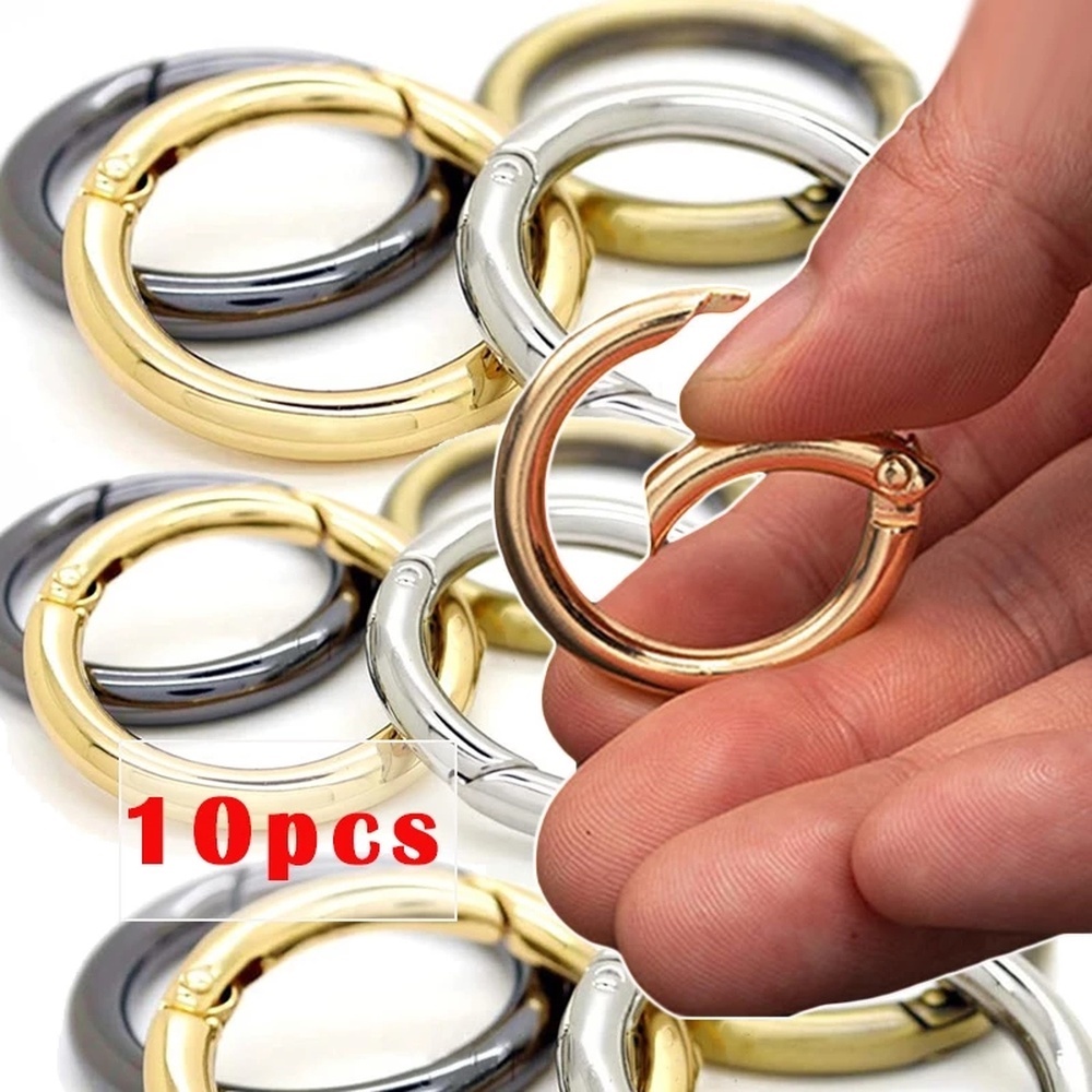 10Pcs/lot Metal O Ring Spring Clasps Openable Round Carabiner Keychain ...
