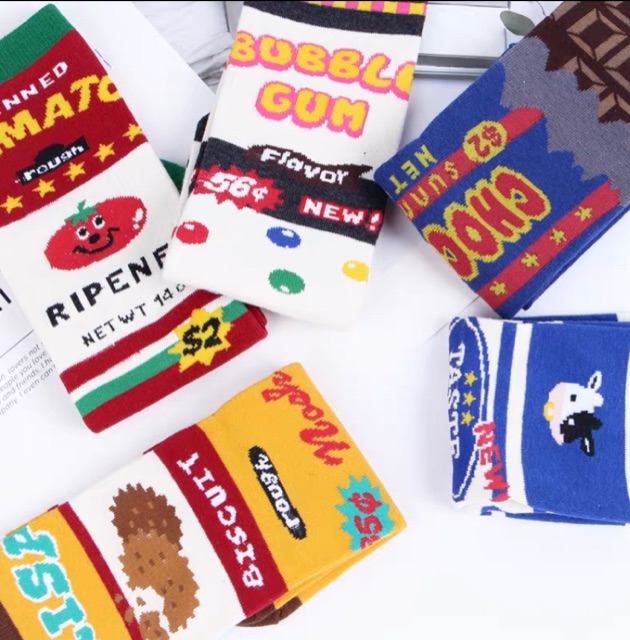 Korean Socks | Food Chocolate Milk Biscuit Tomato BubbleGum |Iconic ...