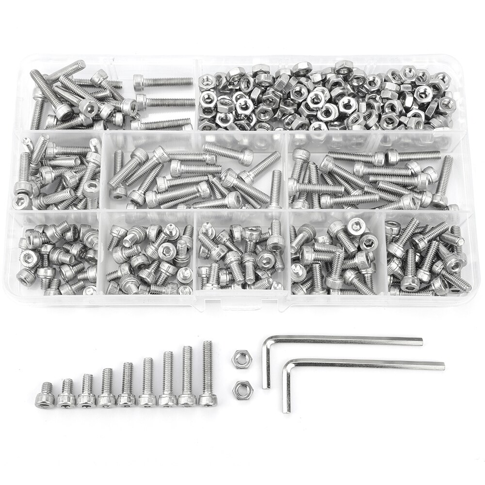 NINDEJIN Hex Socket Cap Head Screws Set Allen Head Screw Kit M2 M2.5 M3 M4 M5 M6 Stainless Steel ...