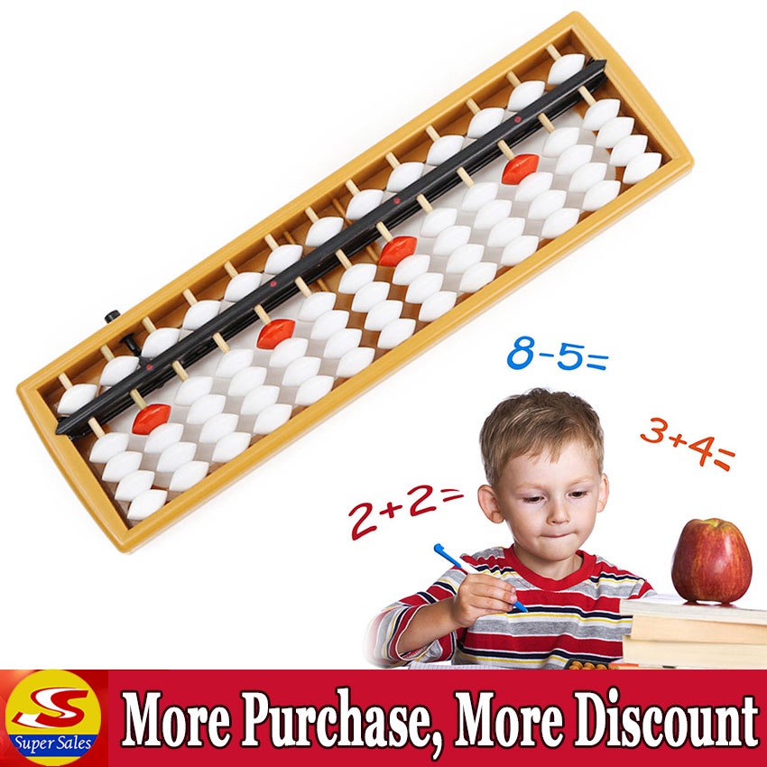 【SuperSales】13 Column Abacus Chinese Soroban Abacus Non-Slip Wooden ...