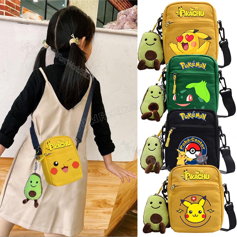 Cute Pikachu Children Shoulder Bag Pokemon Bulbasaur Gengar Avocado ...