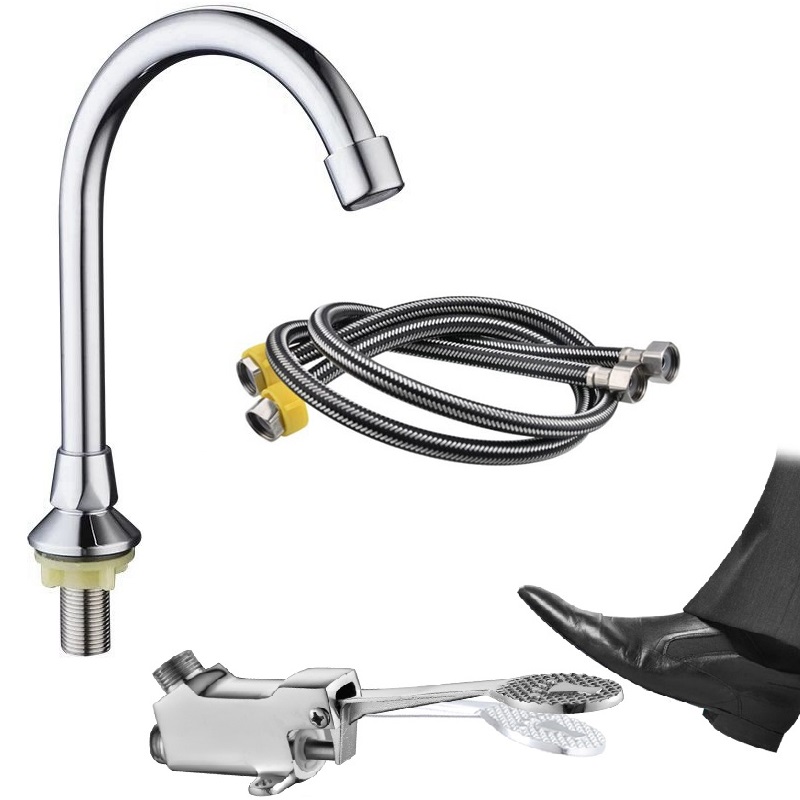 Foot Pedal Valve Faucet Vertical Basin Switch Kitchen Sink Bathroom ...