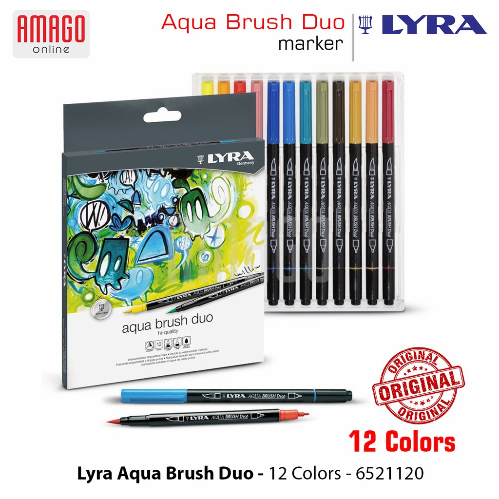 Lyra Aqua Brush Duo - Color Marker Painting Marker - Set of 12 Colors ...