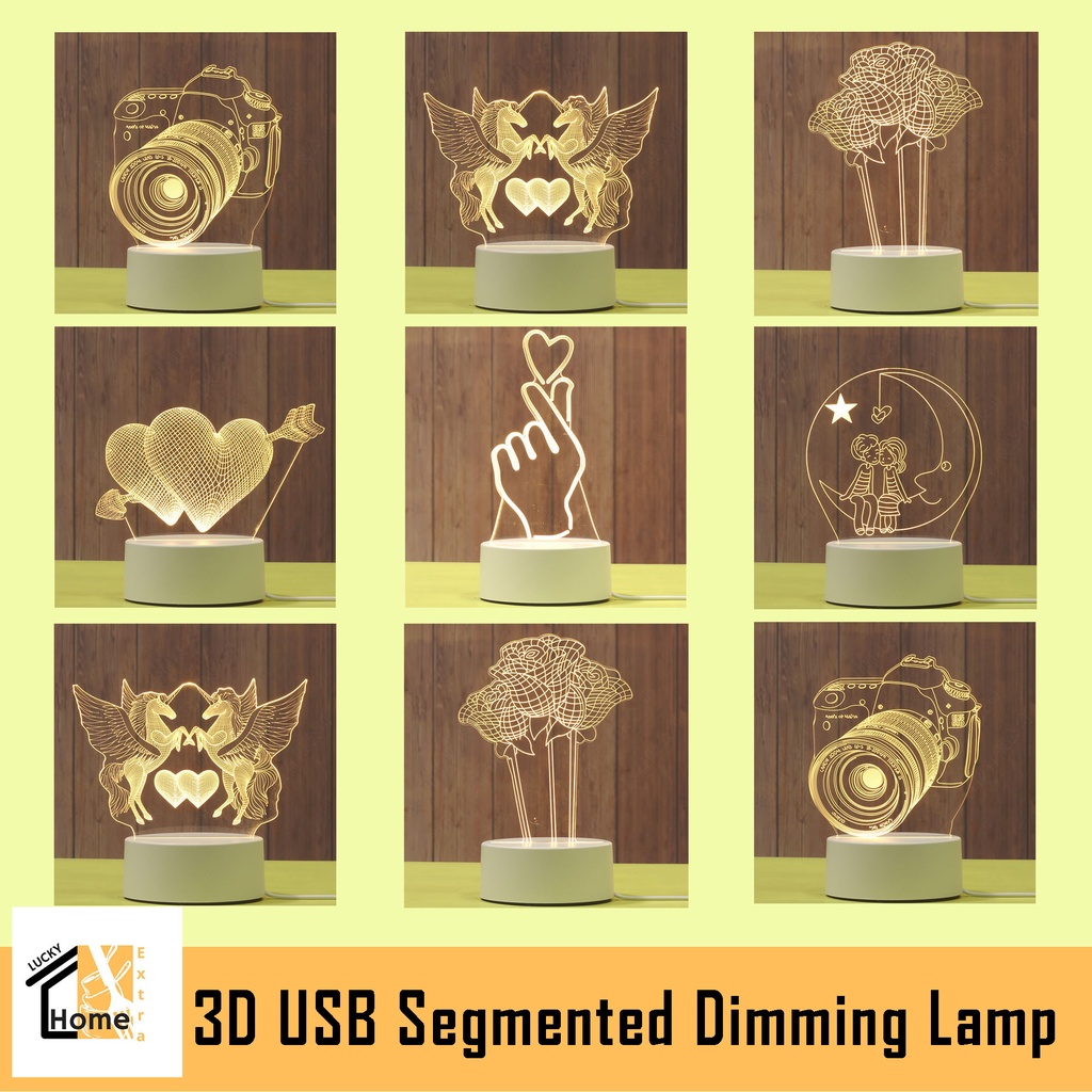 Lucky 3D USB LED Acrylic Clear Segmented Dimming Lamp | Shopee Philippines