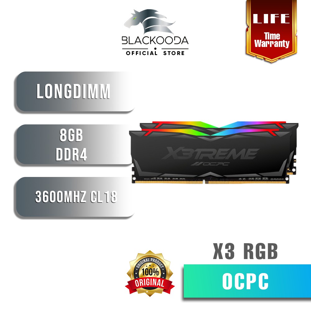 [READY STOCK]OCPC X3 RGB Desktop Ram LongDimm 8GB / 16GB (2x8GB) DDR4 ...