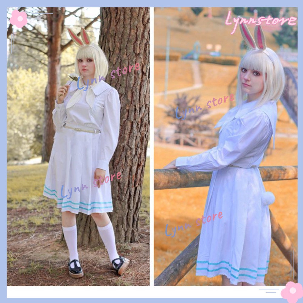 Anime Beastars Haru Cosplay Costumes JK White Rabbit Dress+Socks+Bunny ...