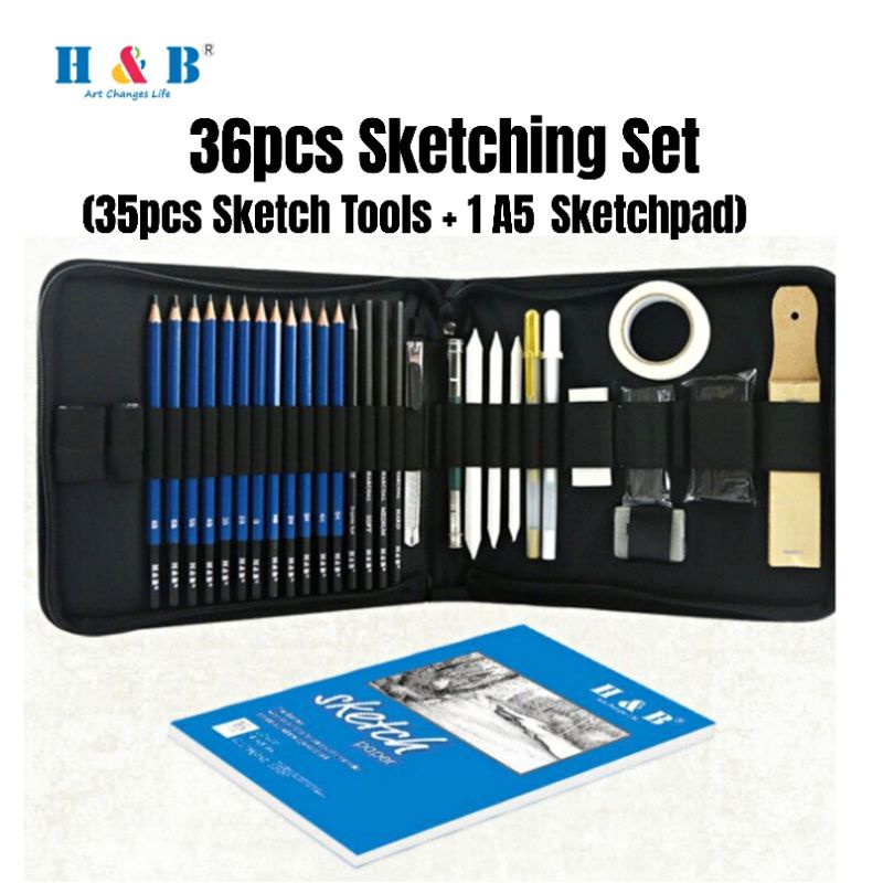 28/34/36/50/53pcs H&B Sketch Drawing Set Architect Drawing Set | Shopee ...
