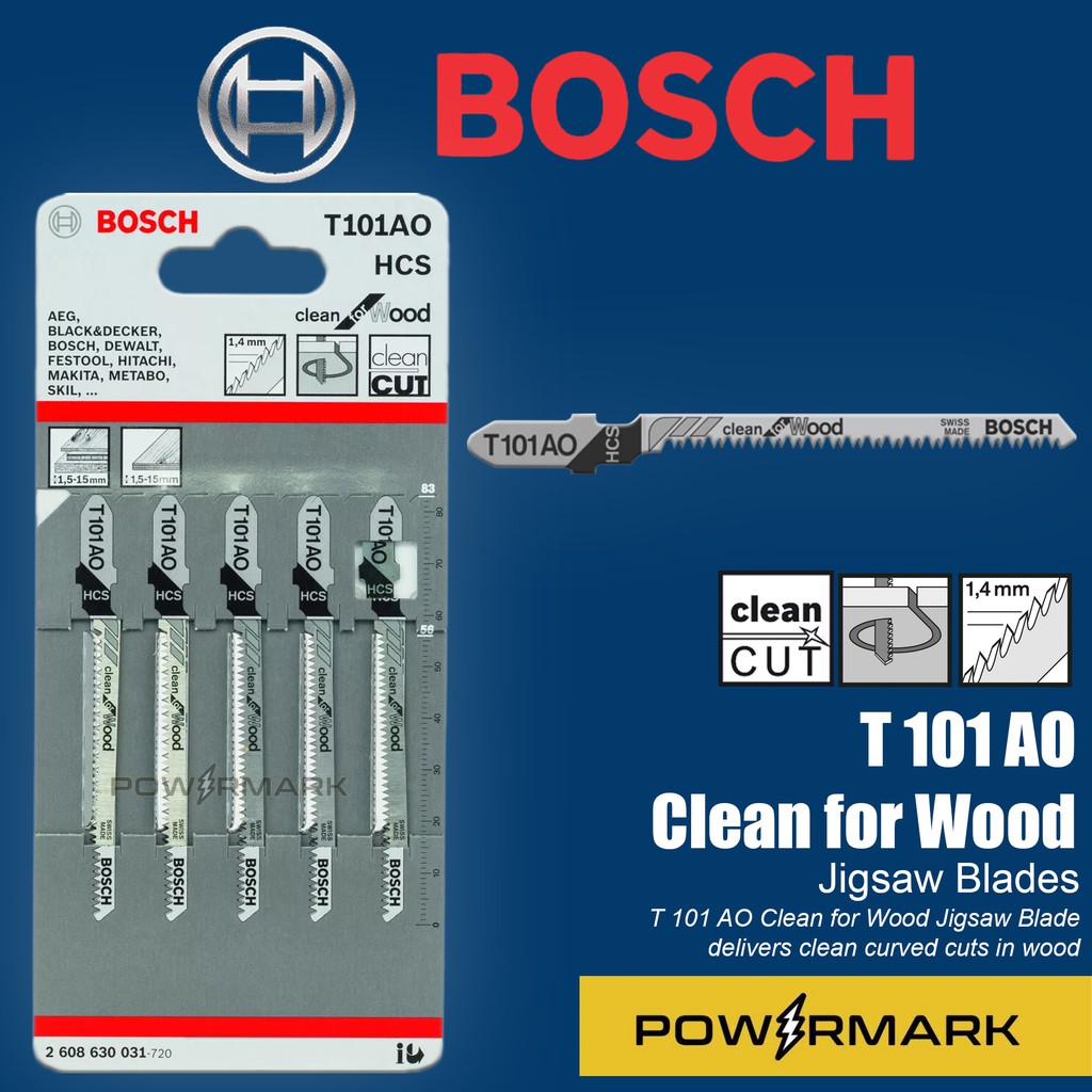 BOSCH 2608630031 T101AO HCS Jigsaw Blade Set Clean for Wood | Shopee ...
