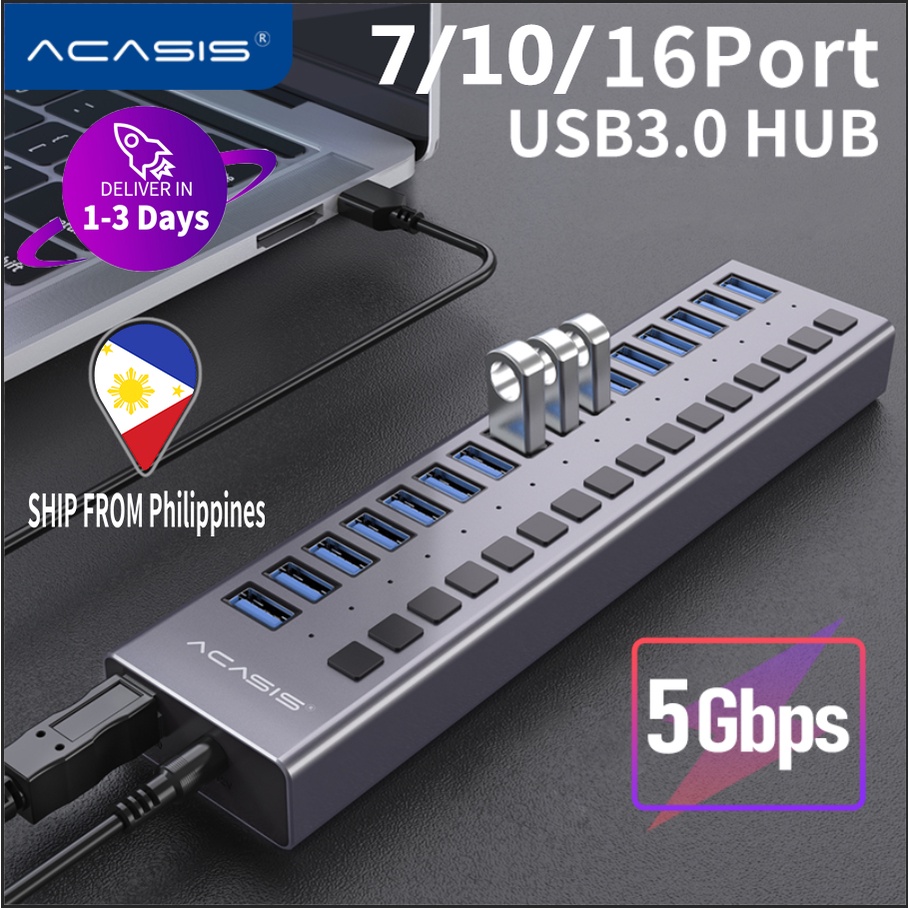 ACASIS 16 Ports Powered USB 3.0 Hub Data With Individual On/Off ...