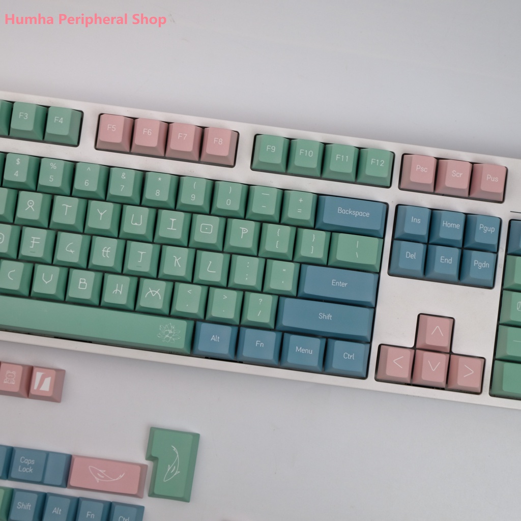 Humha Lotus keycap 140 keys PBT material Dye-Sublimation Cherry profile Mechanical Keyboard ...