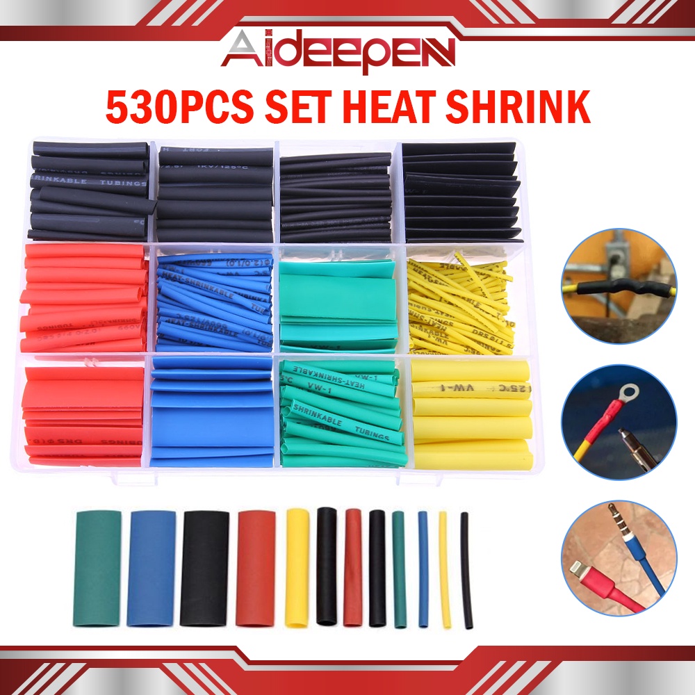 530PCS Polyolefin Heat Shrink Tubing Insulation Shrinkable Tube 2:1 Wire Cable Tube Kit | Shopee ...