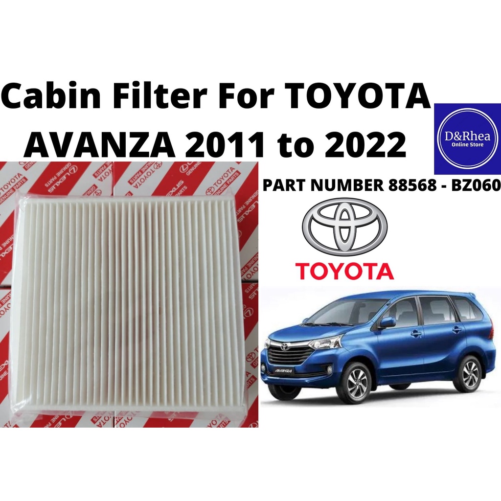 CABIN AIRCON FILTER FOR TOYOTA AVANZA 2011 to 2022 - Part Number 88568 ...