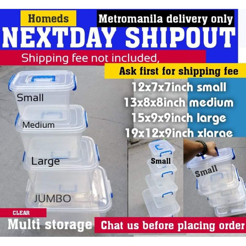 clear multi storage boxes with handle LxWXH metromanila | Shopee ...