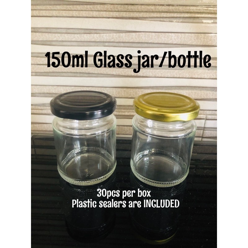 150mL Glass Jars (BOX OF 30pcs) WITH FREE PLASTIC SEALS | Shopee ...