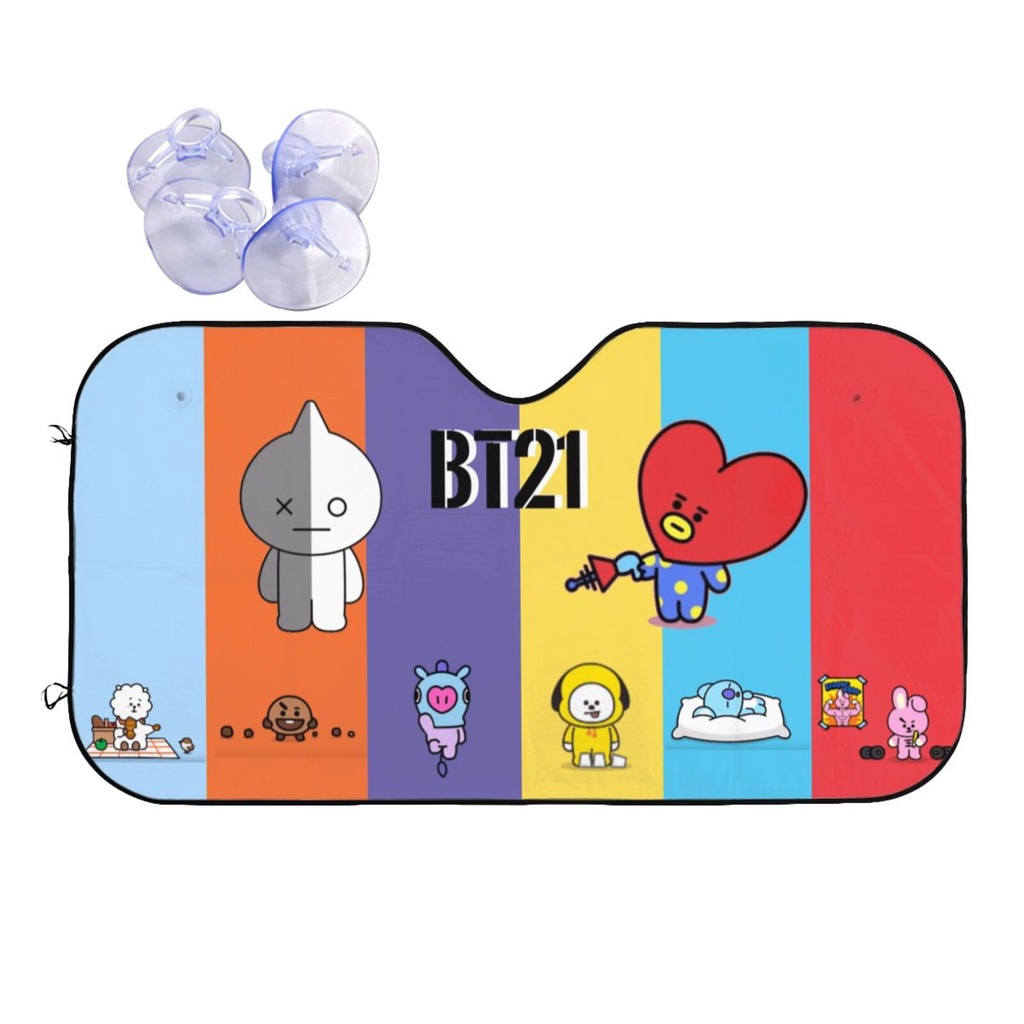 BTS BT21 Windshield Sunshade Car Foldable UV Ray Reflector Auto Front ...