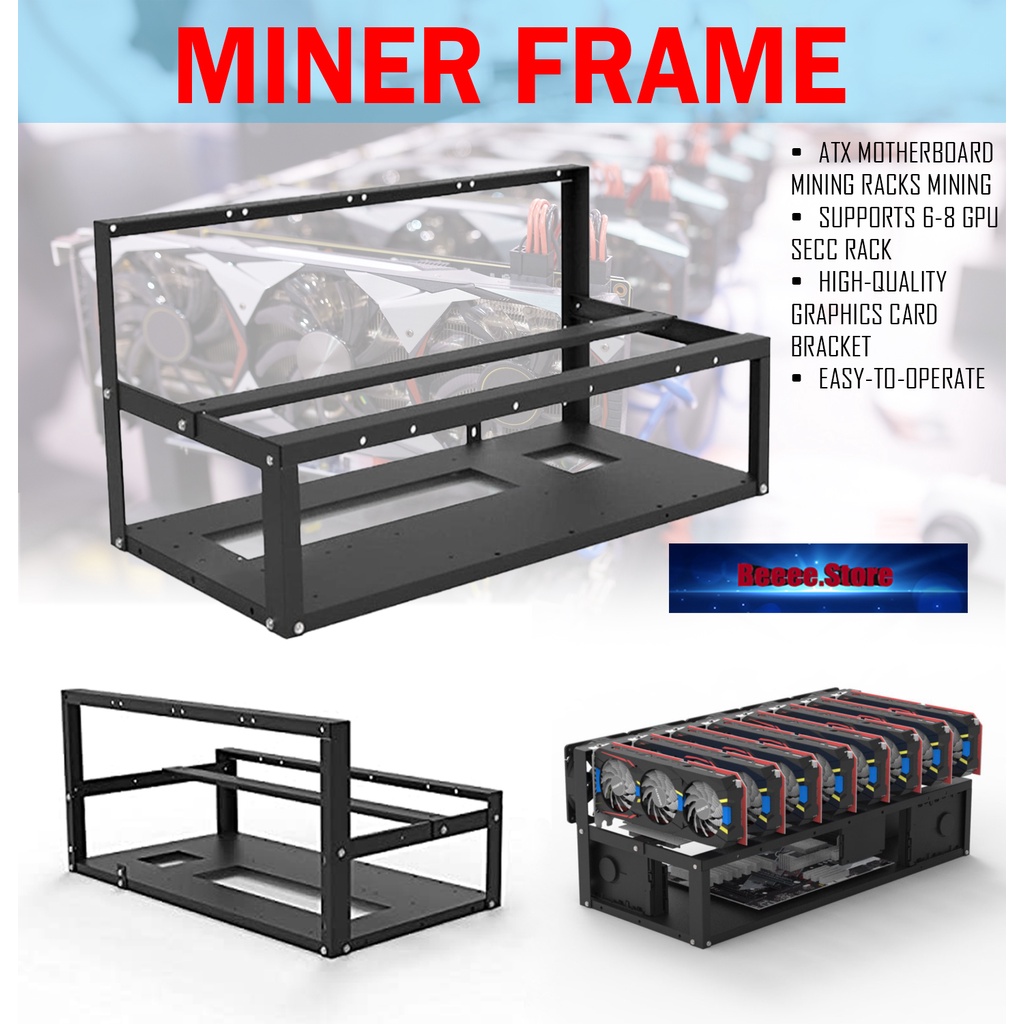 8K605 8GPU Black Mining Frame Case Casing Mining Machine Frame Supports ...