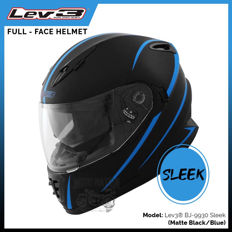 Lev-3 Full-Face Helmet Sleek BLUE | Shopee Philippines