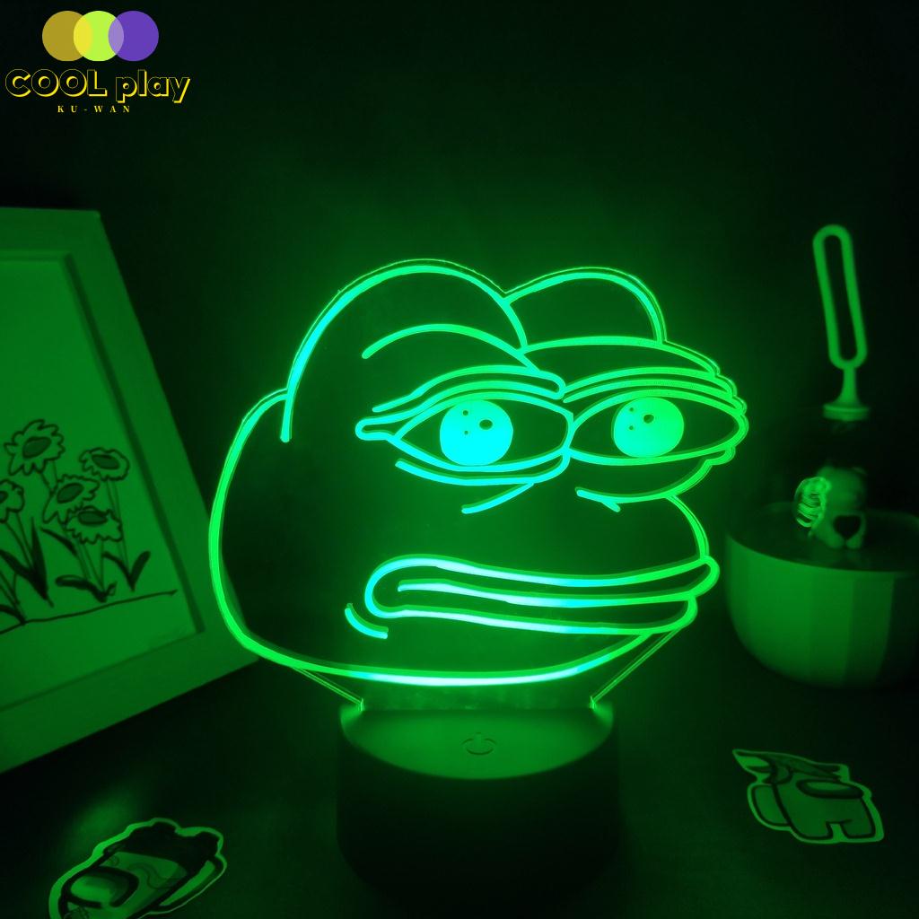Cute Animal Sad Frog Pepe Feels Bad Good Man 3D LED Neon Lamps RGB ...